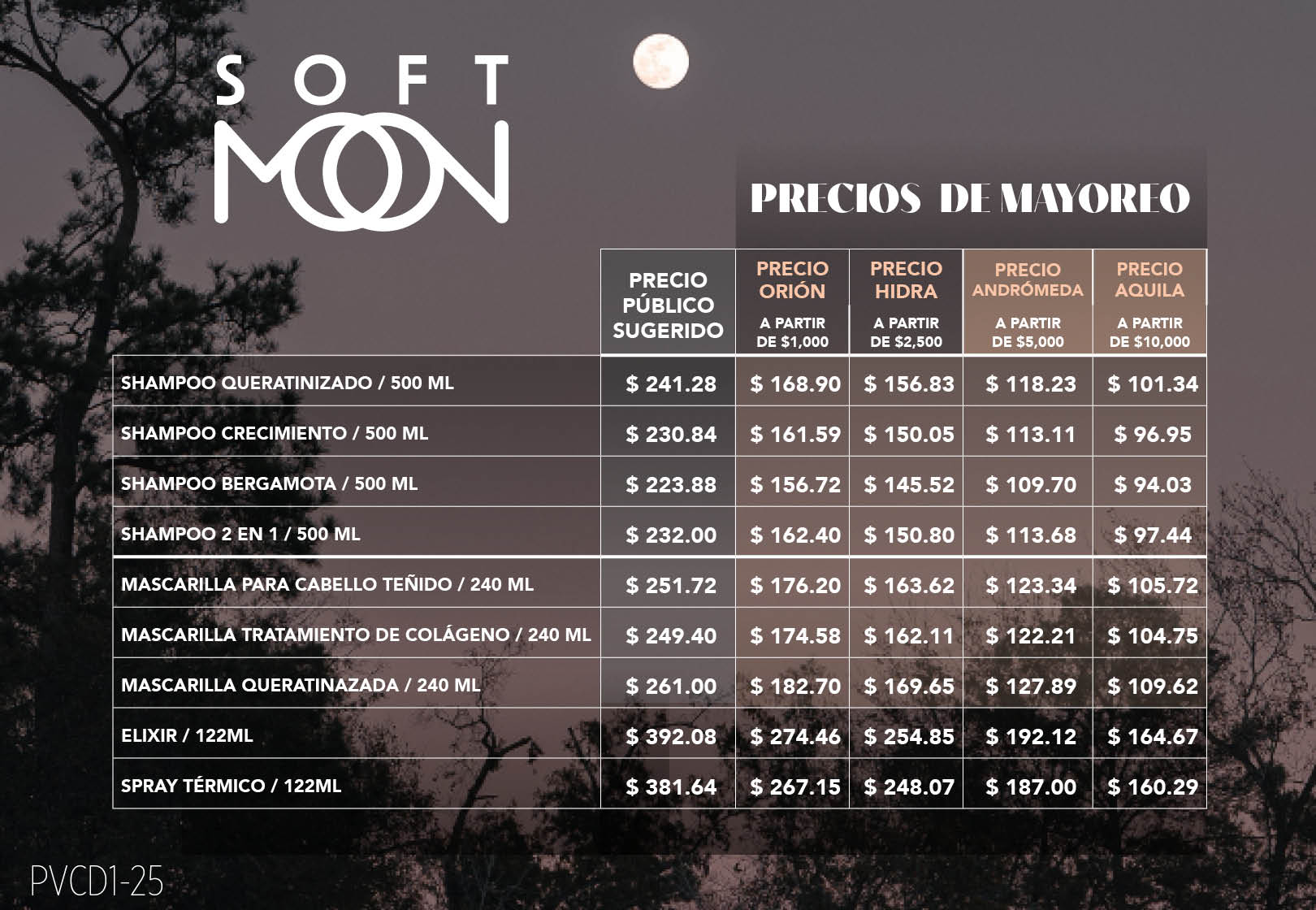 precios-PVCD1-25 | SOFT MOON